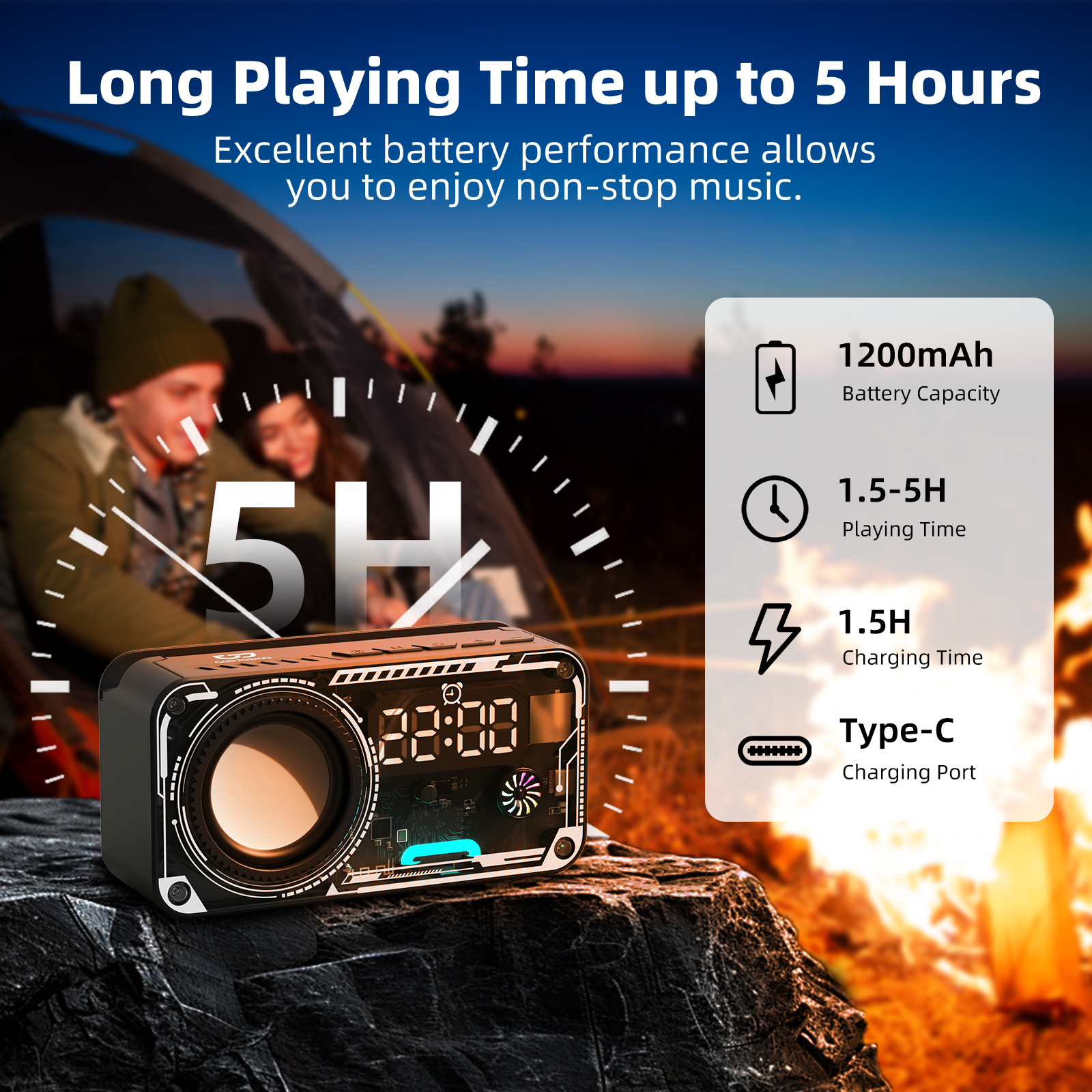 GOOJODOQ Mech ลําโพง Bluetooth 5.3 ลําโพงพกพา Led ลําโพงพกพา Bluetooth ...