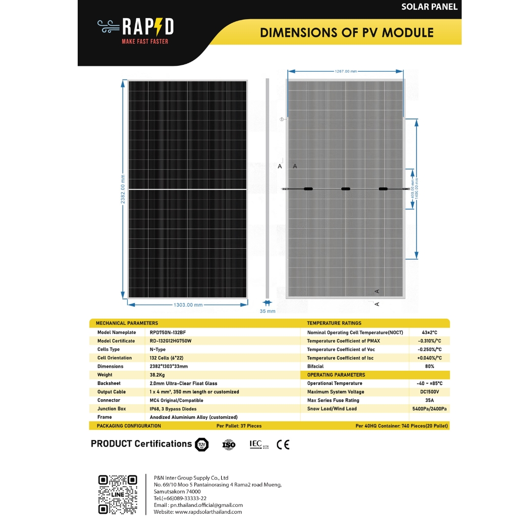 RAPD (หมดคะรอของ5/11)ฟรีค่าส่ง - โปรชุด!!! แผงโซล่าเซลล์ 750W Mono Half ...