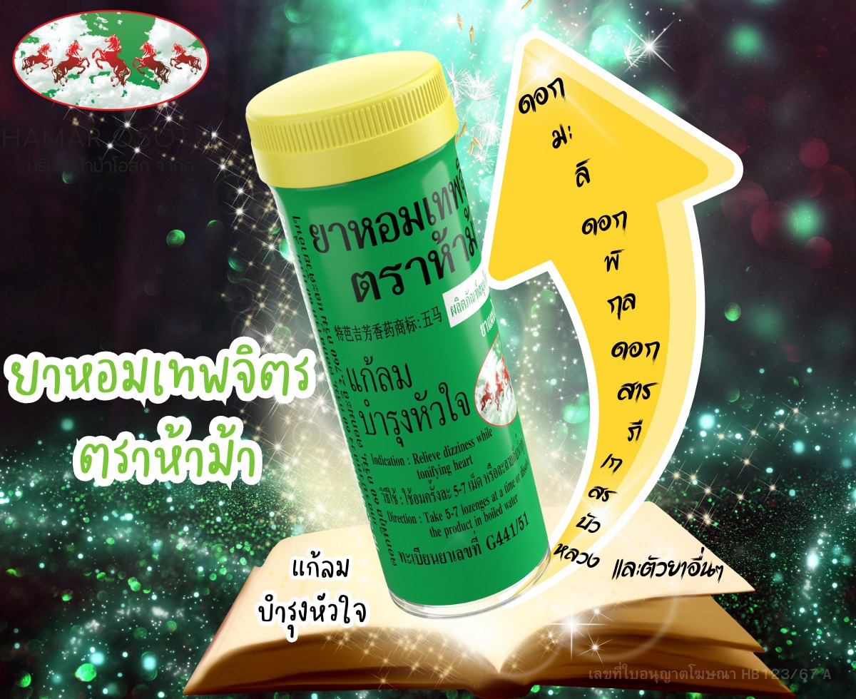 [ยกกล่อง] Hom Thepchit ยาหอม เทพจิตร ห้าม้า หลอดเล็ก ตรา 5 ม้า บรรจุ 24 ...