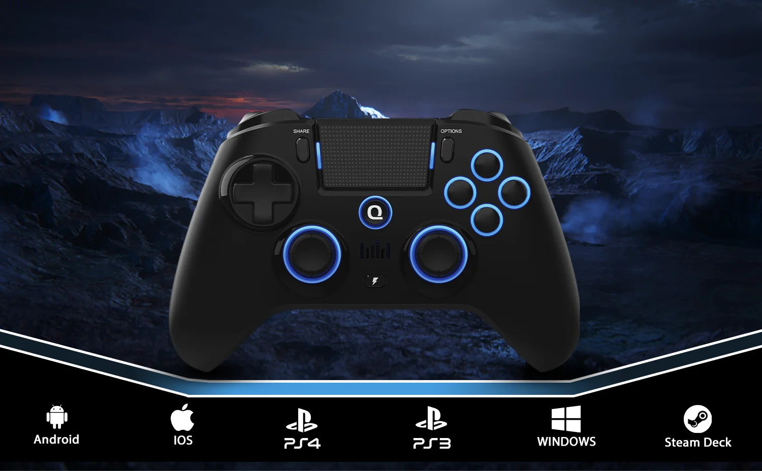QRD Spark N5 Controller สําหรับ PS4 PS3 IOS Android PC คอนโซลเกมไร้สาย Multi Compatible Gamepad ...