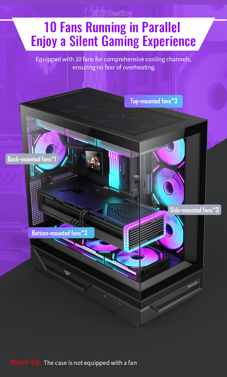Huntkey MVP Destiny เคสคอม ATX ใส่พัดลม 10 ตัว รองรับ Type-C | แข็งแรง ...
