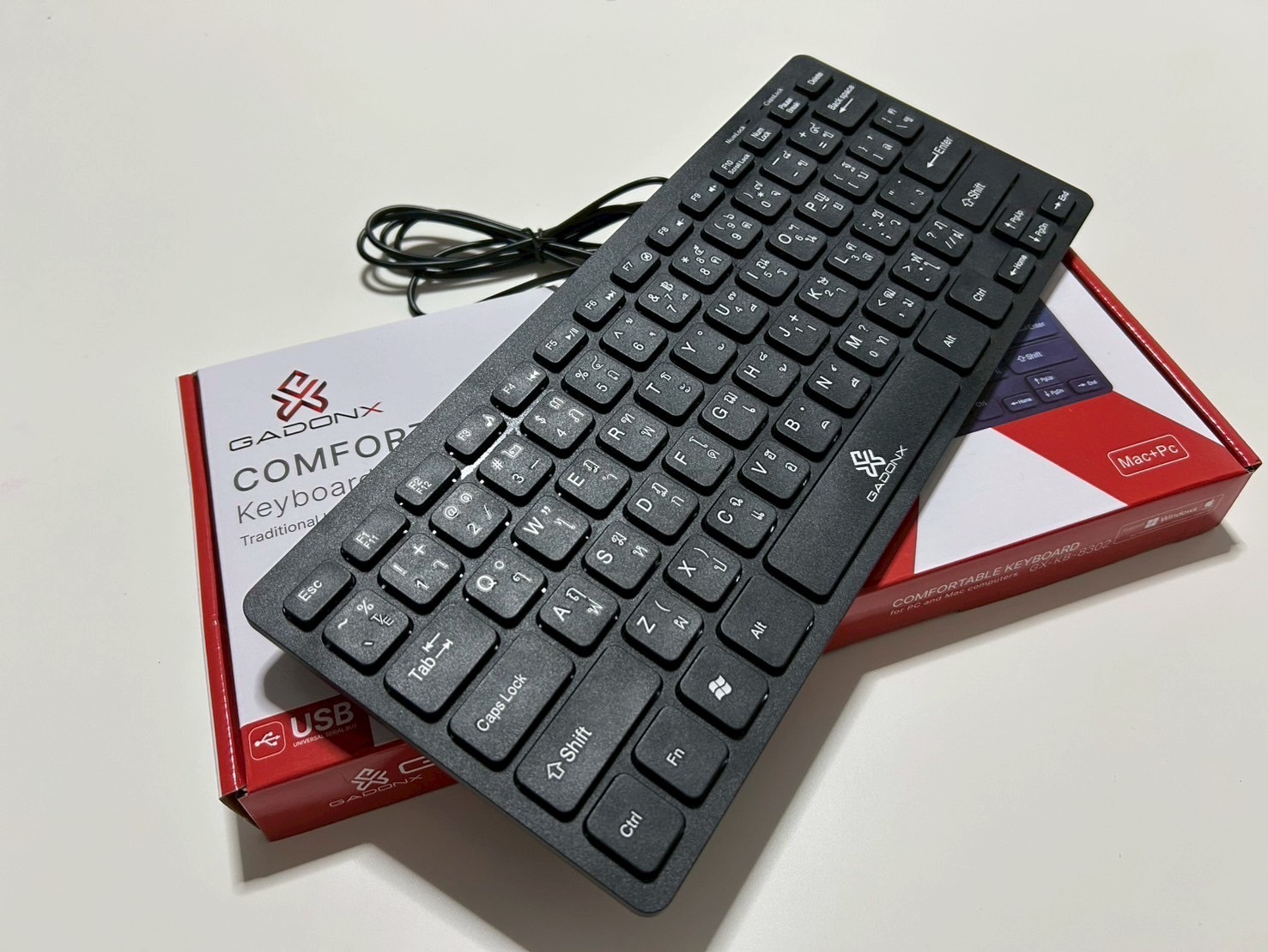 GADONX GX-KB-8302 คีย์บอร์ด USB มีสาย พิมพ์ไทย อังกฤษ คีย์บอร์ดทำงาน คีย์บอร์ดพกพา Keyboard Mini ...