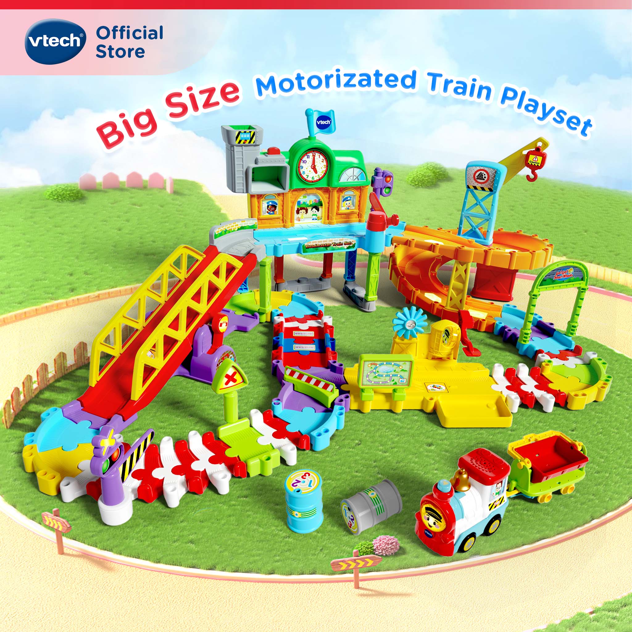 VTech GoGoSmartWheels Roadmaster Train Playset - Big Motorized Train ...
