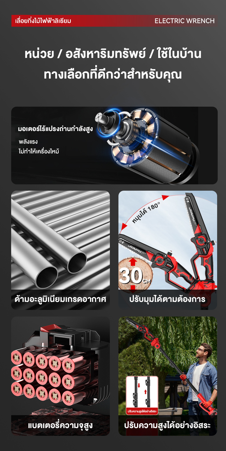 JIAPU เลื่อยไฟฟ้าแบต 21v ไม้ เลื่อยตัดไม้ 8 นิ้ว เลื่อยโซ่ไรสาย เครื่องตัดไม้ไร้สาย เลื่อยไฟฟ้า ...