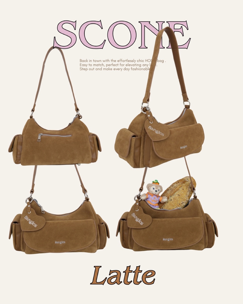 8anglesshop - รุ่น Scone hobo bag ขนาด11นิ้ว ( มีสายสั้น+ยาว ) E007 ...