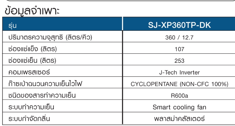 SHARP ตู้เย็น ชาร์ป 2 ประตู ขนาด 12.7 คิว รุ่น SJ-XP360TP-DK ระบบ อินเวอร์เตอร์ | Shopee Thailand