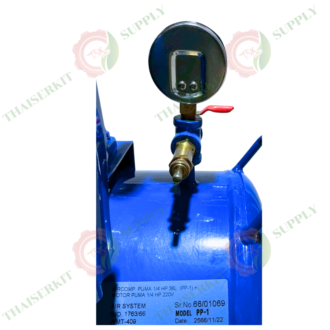 PUMA ปั๊มลมสายพาน รุ่น PP1-PPM220V 1HP 220V. ถัง 36 ลิตร ของแท้ 100% พร้อมส่ง | Shopee Thailand