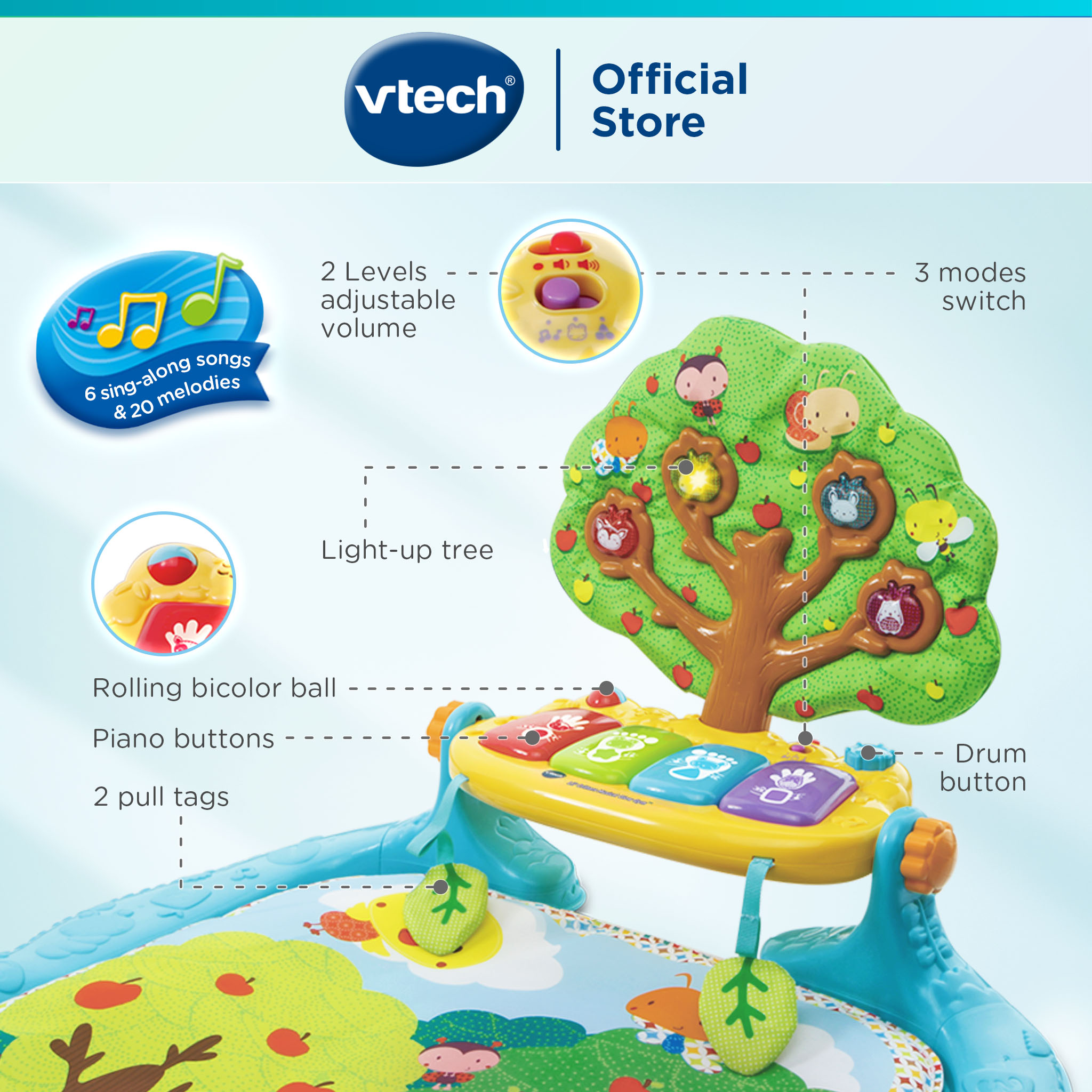 VTech Official Store 4 In 1 New Born Baby Gym Playmat Activity Gym ...
