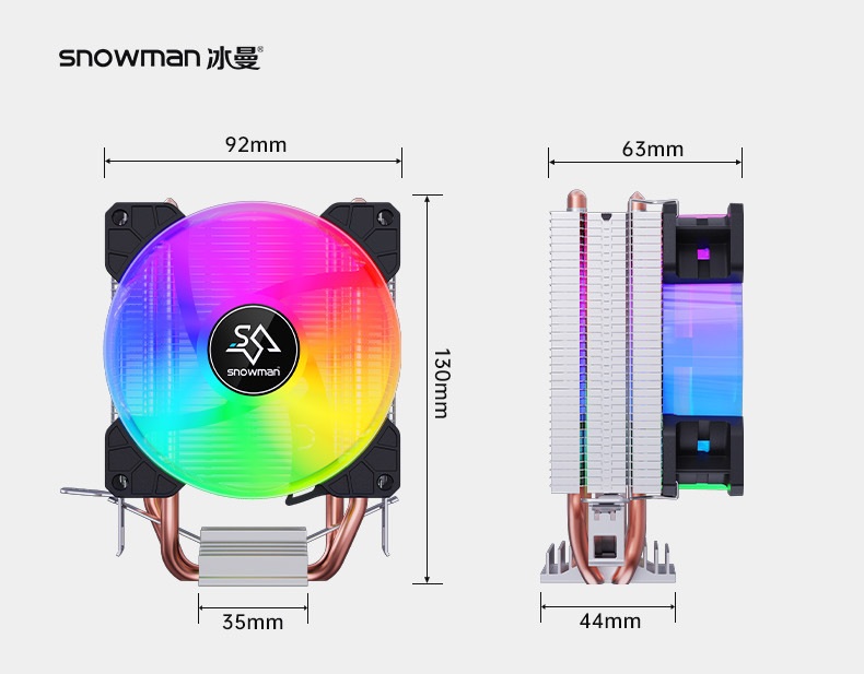 Heatsink CPU Cooler ฮีทซิงค์ พัดลมระบายความร้อน Snowman MX-2 | Shopee ...