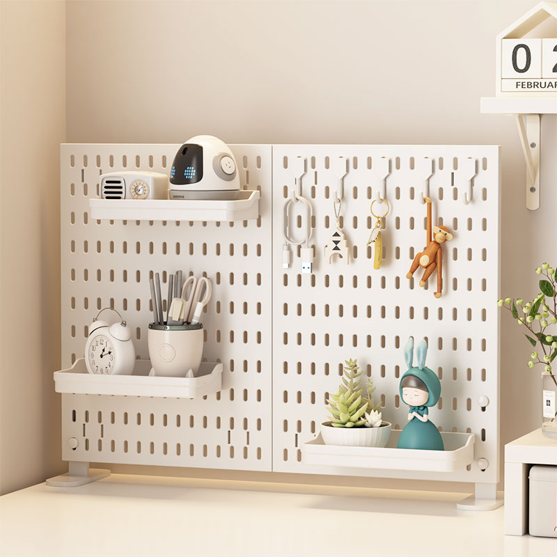 Pegboard DIY แผ่นวางของติดผนัง 36*56CM บอร์ดรูพลาสติก ABS วางของมากขึ้น แขวนเครื่องมือบนโต๊ะโดย ...