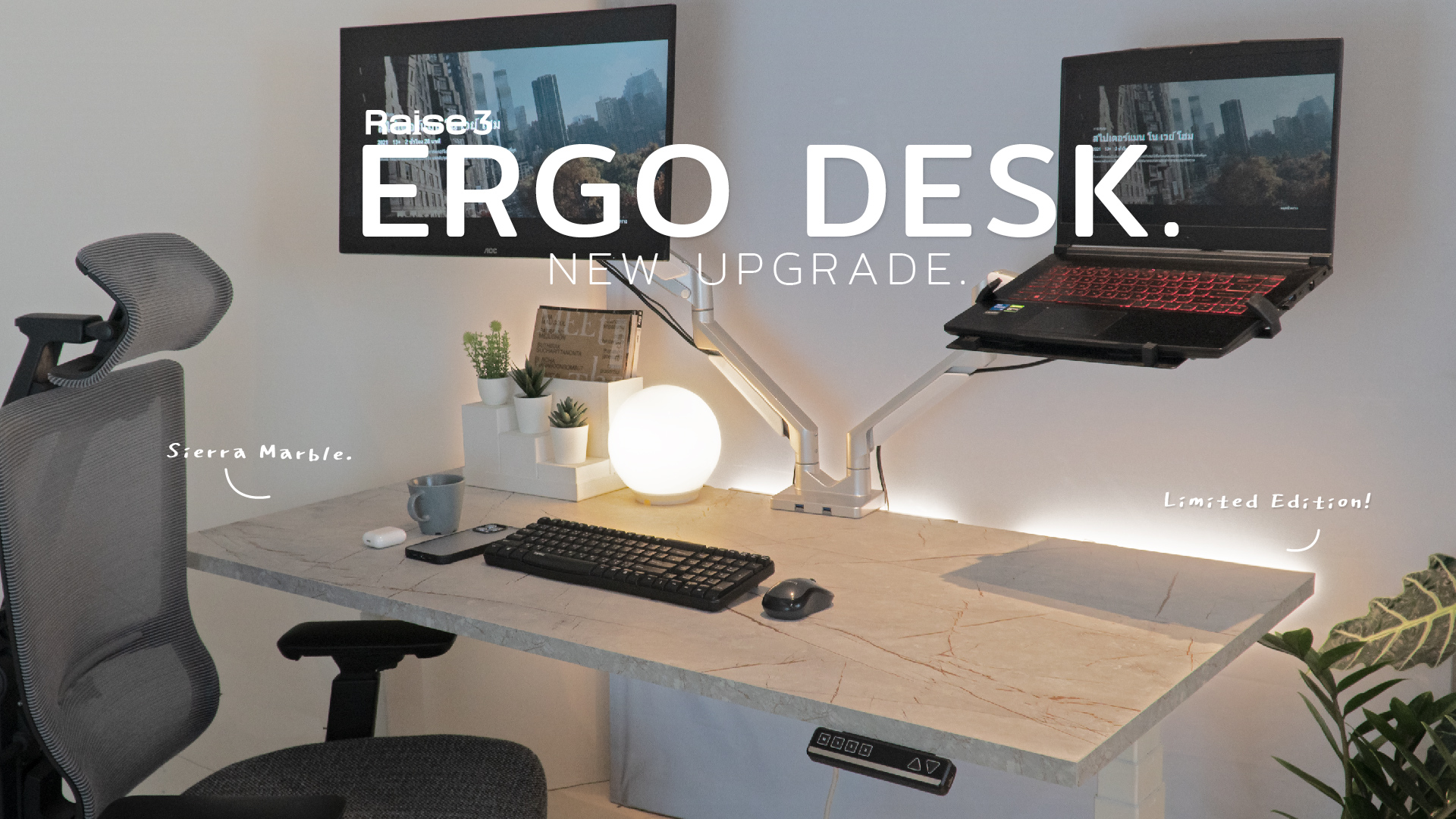 elife โต๊ะไฟฟ้า Raise3 Ergonomic Desk ปรับสูง-ต่ำ มอเตอรร์จากเยอรมัน ...