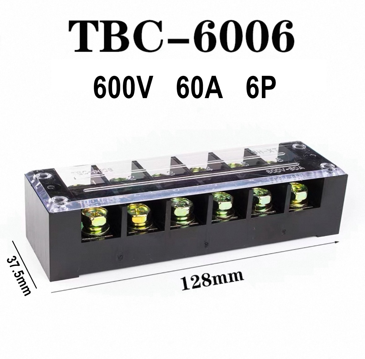 เทอร์มินอล บล็อค 60A 600V Terminal Block มีให้เลือกหลายขนาด 3P 4P 5P 6P TBC-6003 TBC-6004 TBC ...