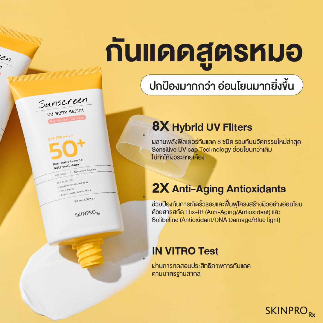 [New] SKINPRO Rx Sunscreen UV Body Serum For Sensitive Skin SPF50+ PA ...