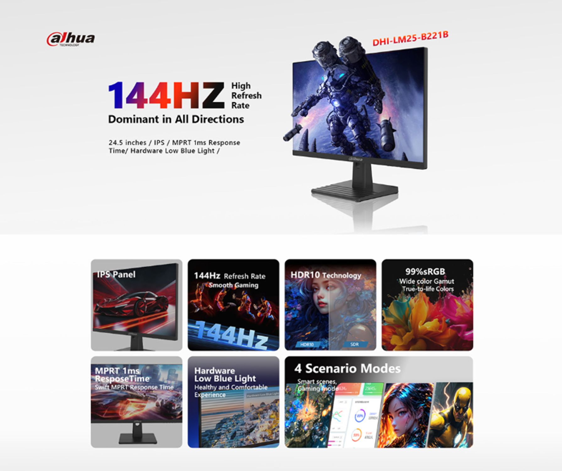 MONITOR (จอมอนิเตอร์) DAHUA LM25-B221B - 24.5 IPS FHD 144Hz (ของแท้ ...