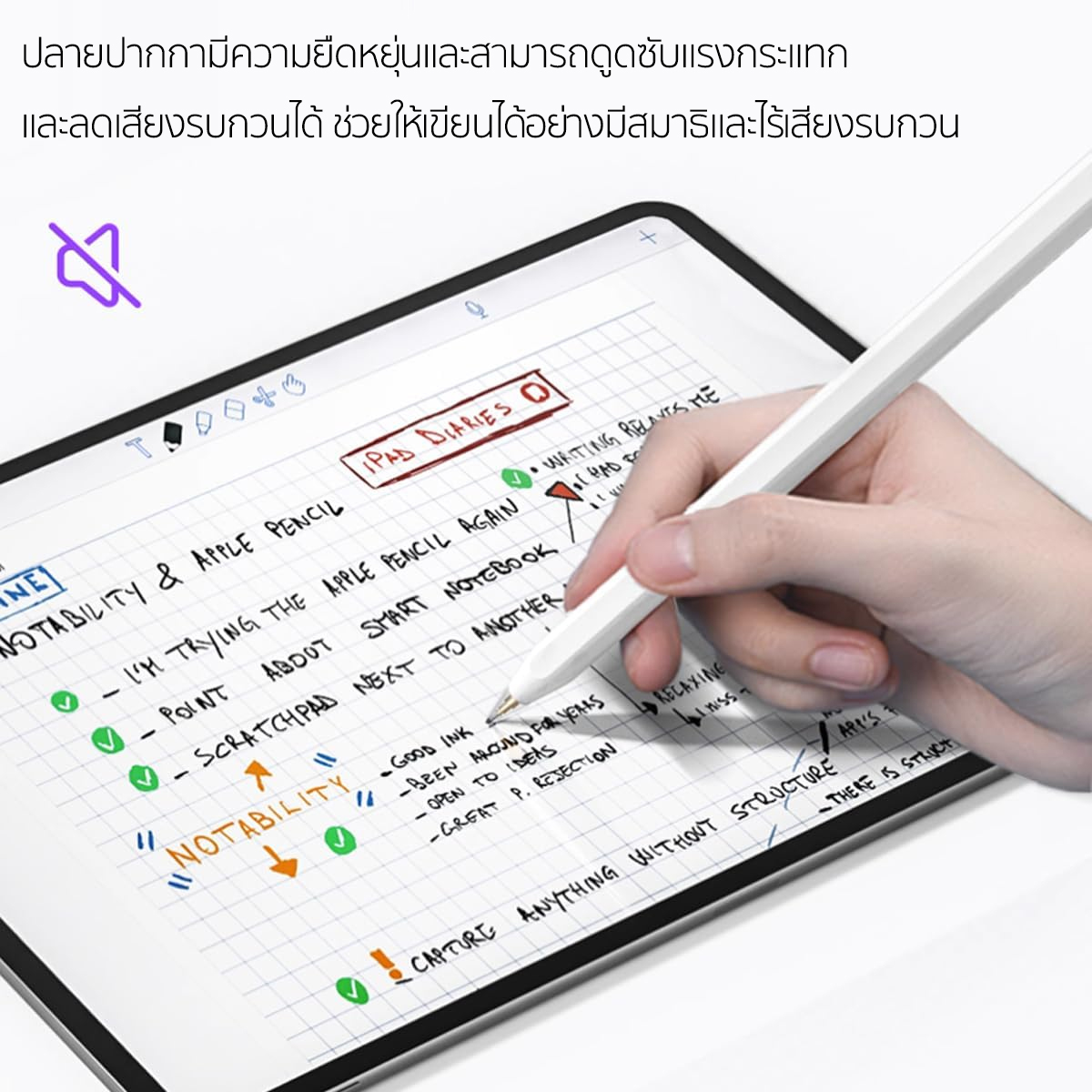 ELELAB หัวเปลี่ยนปากกาสไตลัส 6 ชิ้น พร้อมกล่อง สำหรับ iPad Pro/Air/Mini รองรับ Pencil Gen 1/2 ...