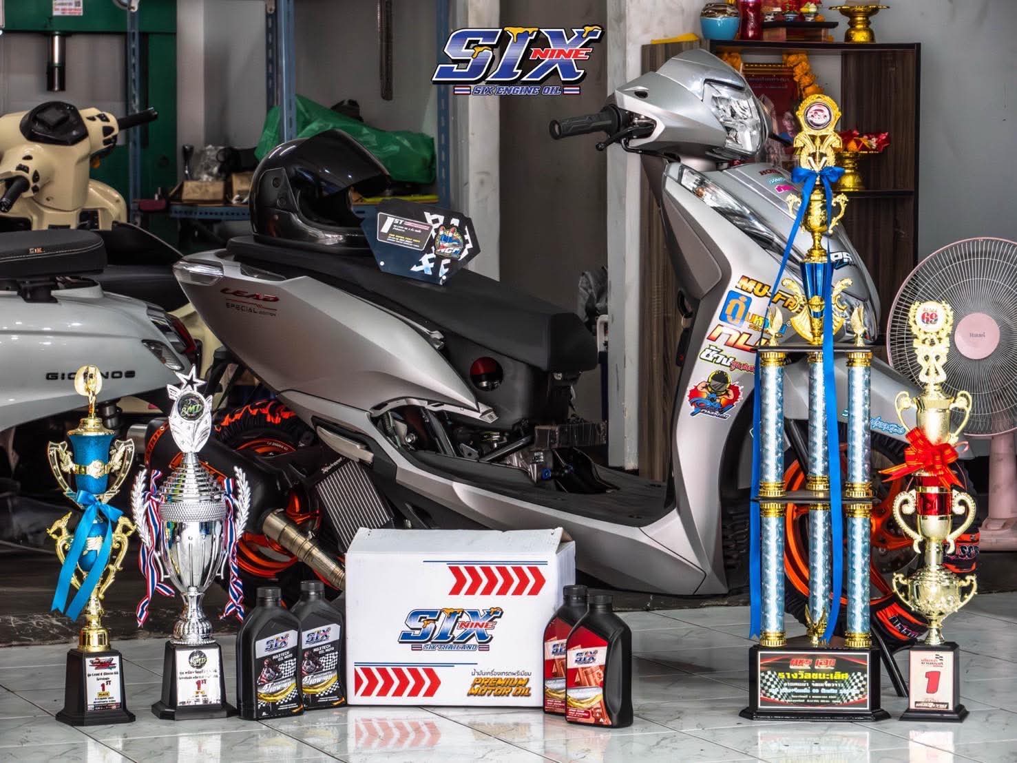 น้ำมันเครื่อง SIX ENGINE OIL สังเคราะห์แท้100% (รถจักรยานยนต์) SIXNINE ENGINE OIL SYNTHETIC 10W ...