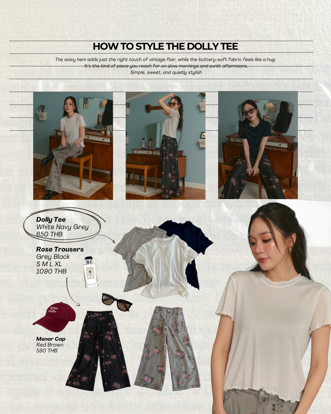 [Dolly Tee] เสื้อยืดผ้าเนื้อนุ่มมากๆ มาพร้อมดีไซส์ระบายเล็กๆน่ารักๆ แมท ...