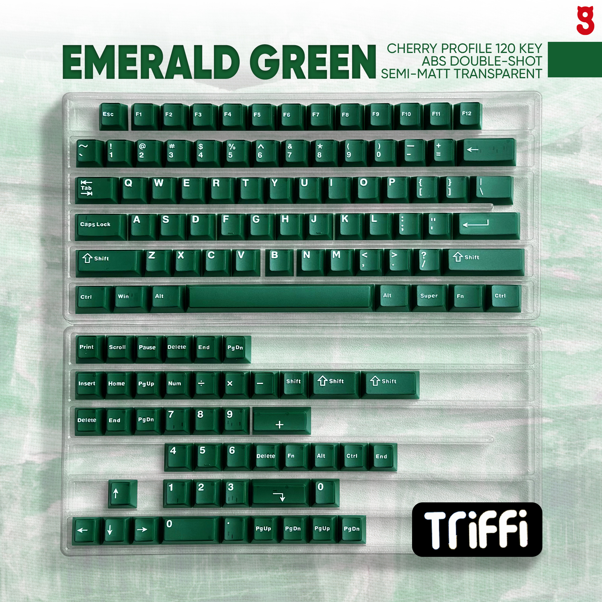 (พร้อมส่งจากไทย)(ฟลูเซ็ต 120 คีย์) คีย์แคป Emerald Green TRiFFi PAYSON ...