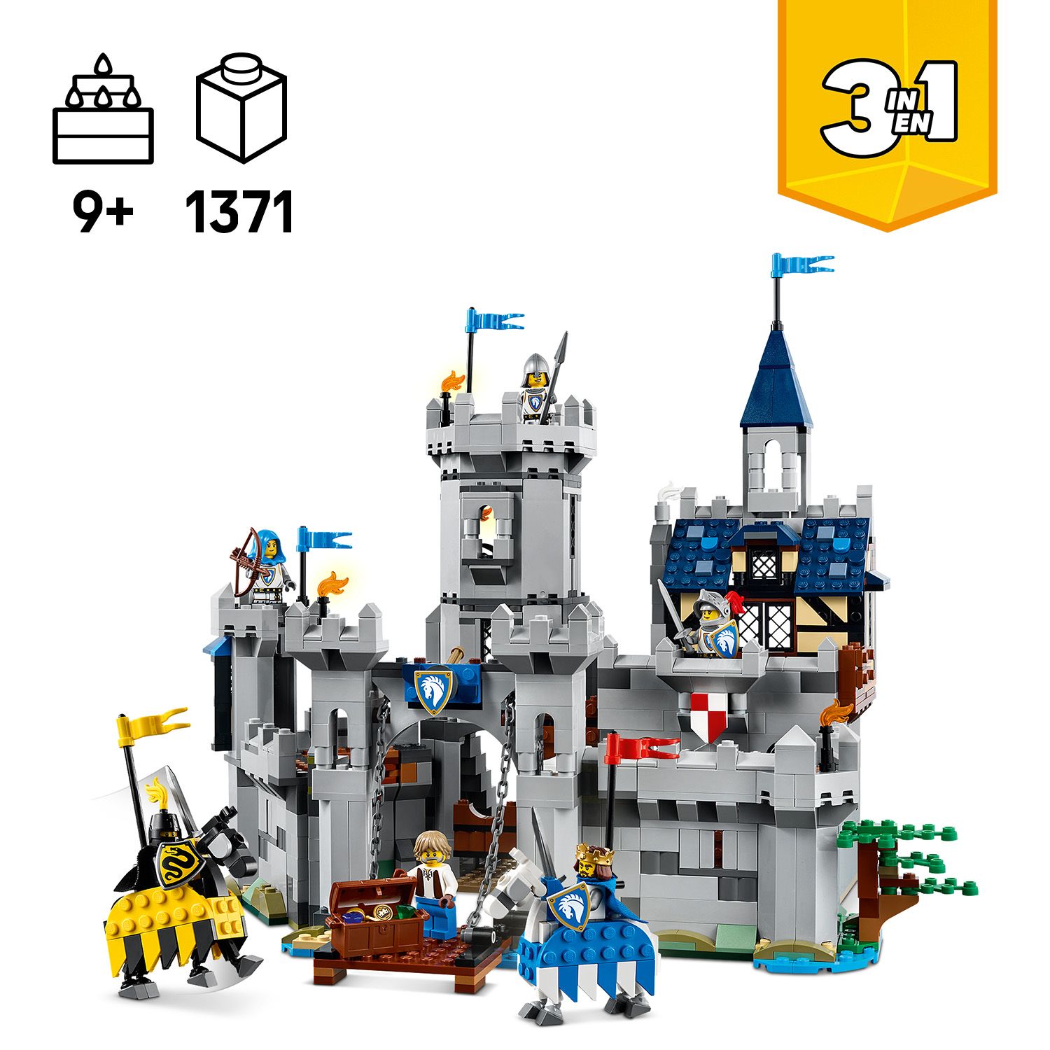 LEGO Creator 3in1 31168 Medieval Horse Knight Castle (1371 Pieces ...
