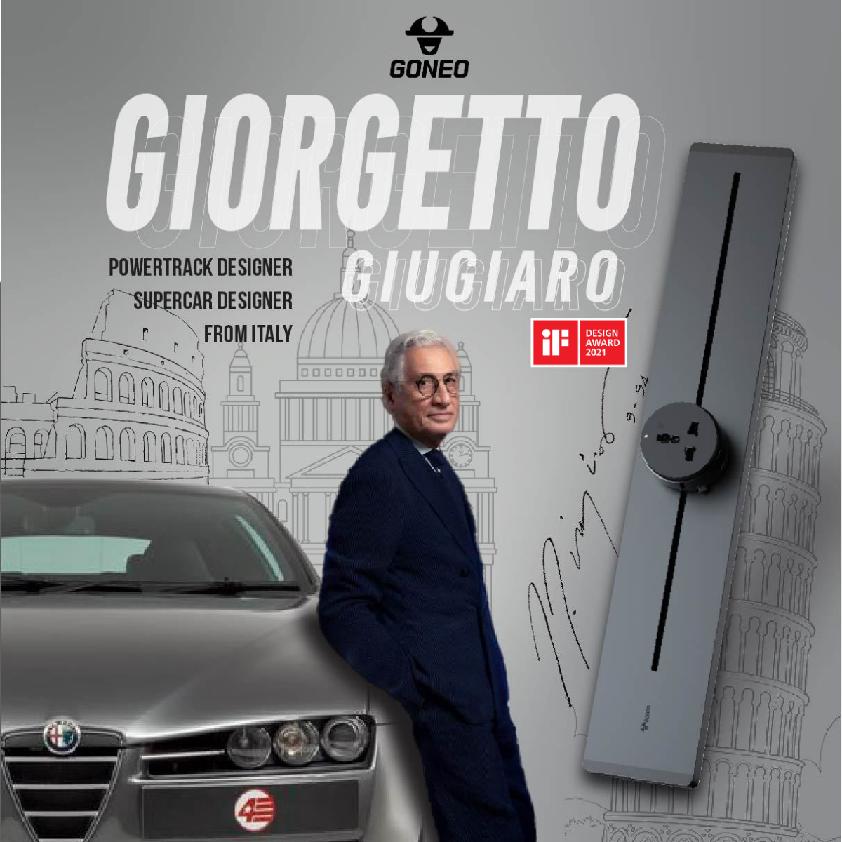 GONEO Power Track รางปลั๊กไฟอัจฉริยะ ชนิดติดลอย สีเทา ความยาว 3 ขนาด ...