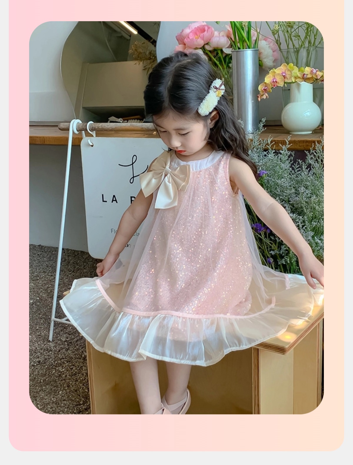 PRINCESS KESLI สไตล์เกาหลี ชุดเดรสเด็กผู้หญิง เดรสออกงาน แขนกุด ฟรุ้ง ...