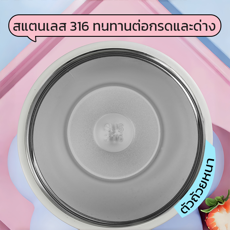 สเตนเลส316 600ml/20oz แก้วเก็บความเย็น ขวดน้ํา พกพาสะดวก มีหลอดดูด มีหูจับ การจับคู่สีสไตล์ ...