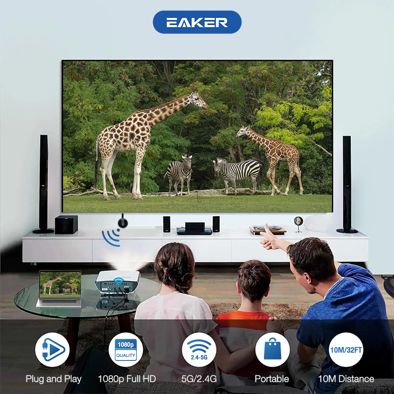 EAKER อุปกรณ์แชร์หน้าจอไร้สาย Anycast คมชัด Full HD ใช้งานได้กับทุกรุ่น iOS Android รุ่น HDA-200 ...