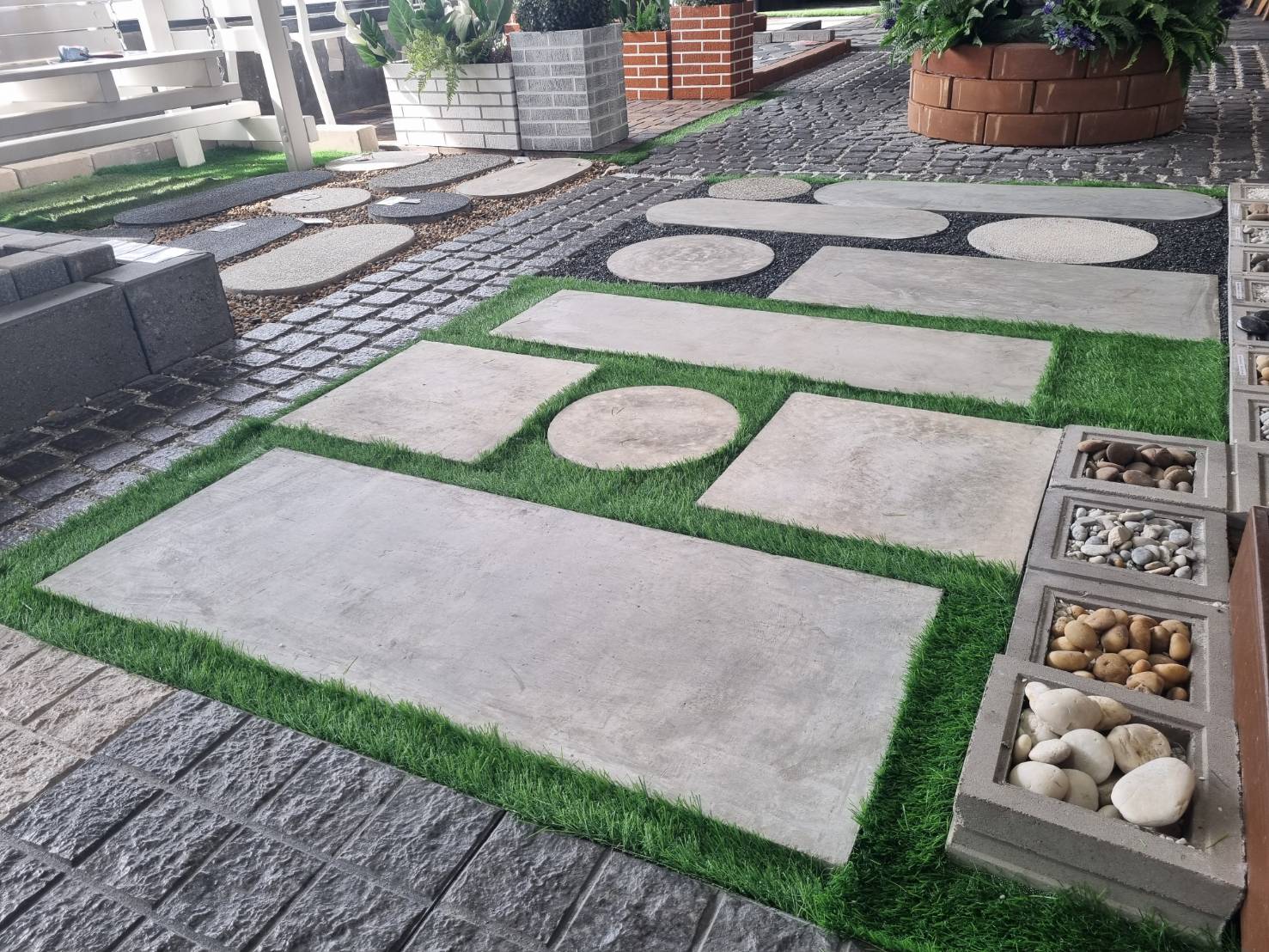 Precast Store แผ่นปูพื้นทางเดินแบบแคปซูล,เสริมเหล็กด้านใน แผ่นปูทางเดินแต่งสวน | Shopee Thailand