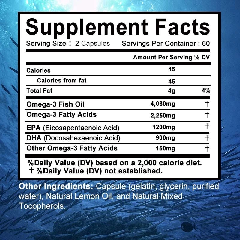 Wellness Fish Oil 1200mg EPA 900mg DHA For Heart Health & Brain ...
