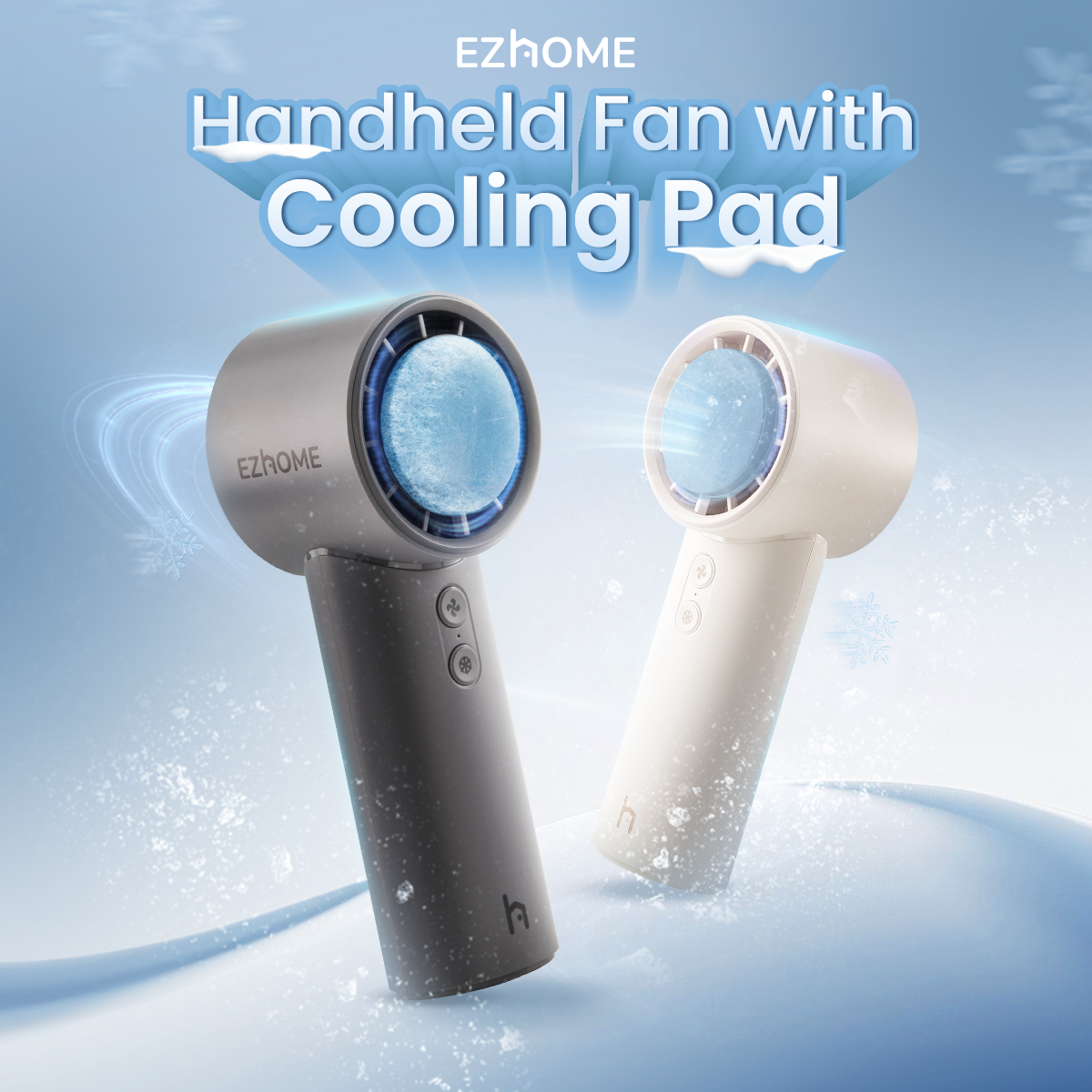 EZhome Handheld Fan with Cooling Pad พัดลมมือถือ พัดลมพกพาพร้อมแผ่นทำ ...