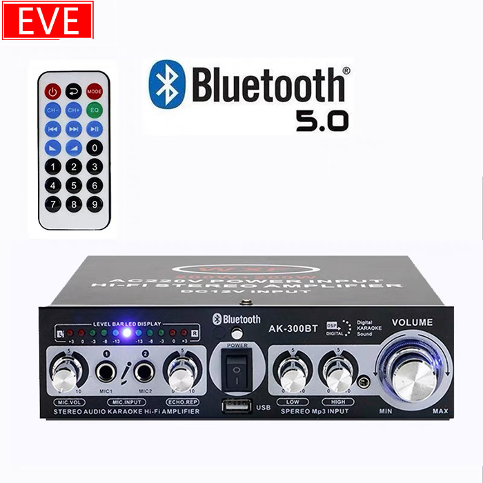 เพาเวอร์แอมป์ เครื่องขยายเสียงบลูทูธ สเตอริโอHIFI amplifier Ak-300 เพาเวอร์แอมป์ build-inไร้สาย ...