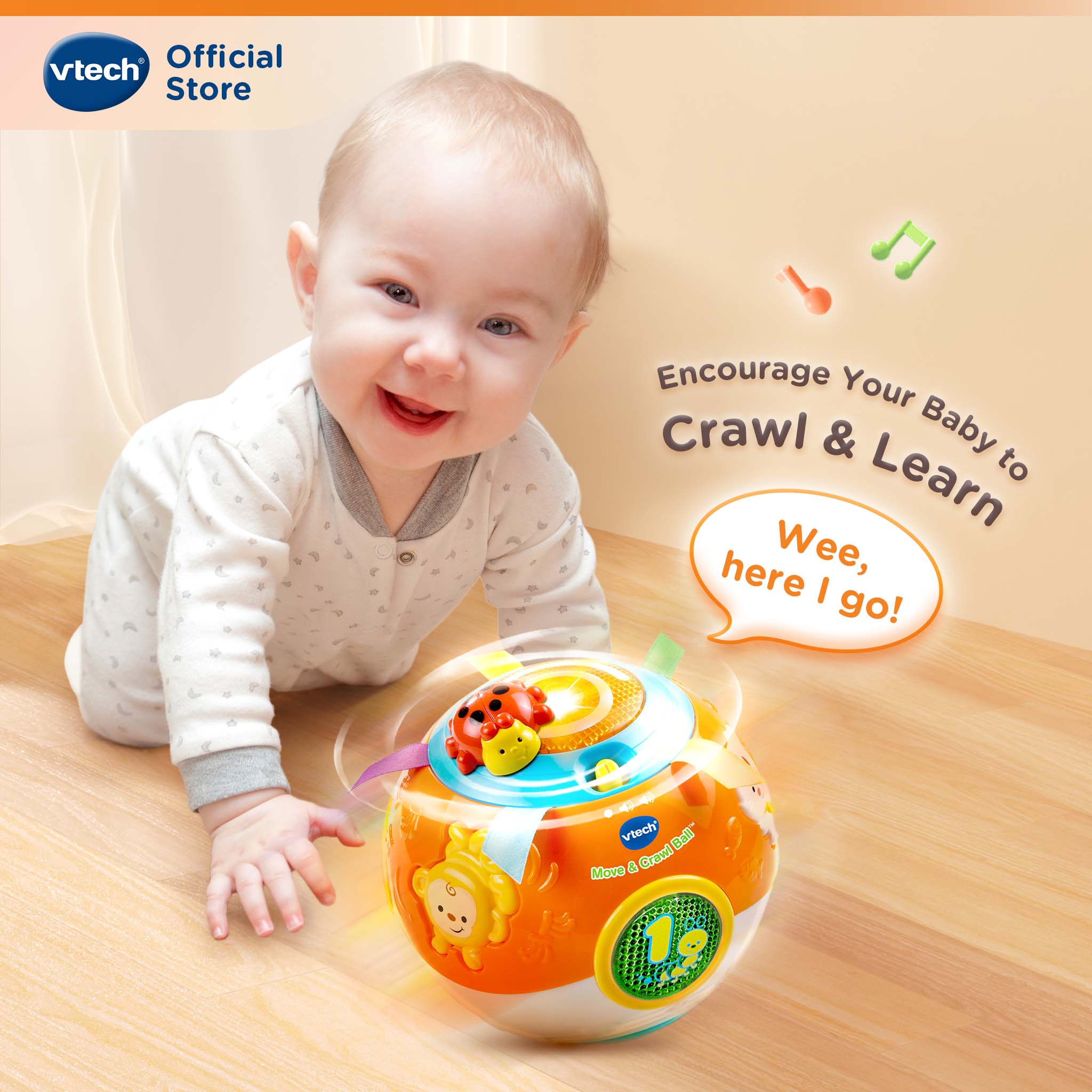 VTech Move & Crawl Ball วีเทค ของเล่นลูกบอลหัดคลาน ของเล่นเด็ก 6/ 9 /12 ...