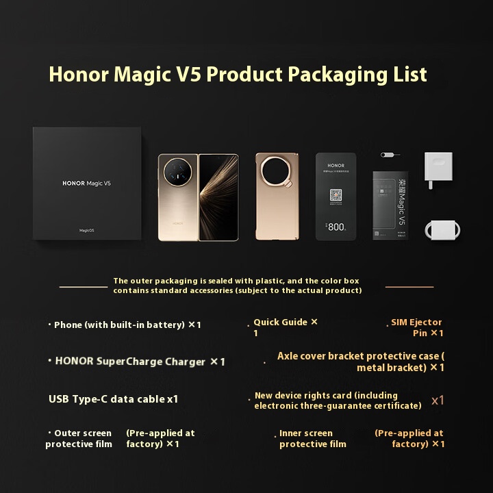 Honor Magic V5 Snapdragon 8 Elite 7.95" Foldable LTPO AMOLED 120Hz 6100mAh Battery 66W SuperVooC ...