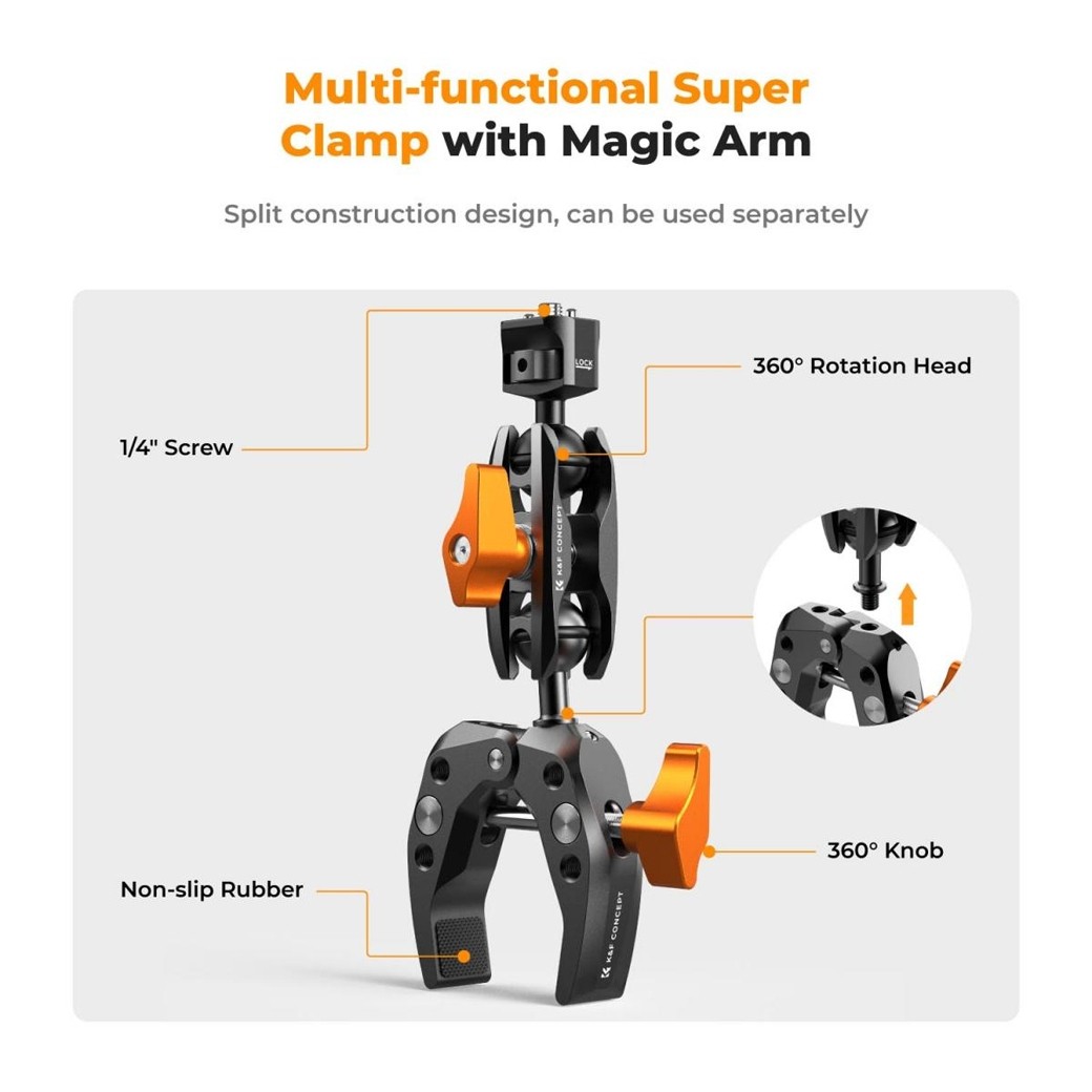 Super Clamp ที่หนีบ K&F with Ball Head Magic Arm MS13 ประกัน 1ปี ...
