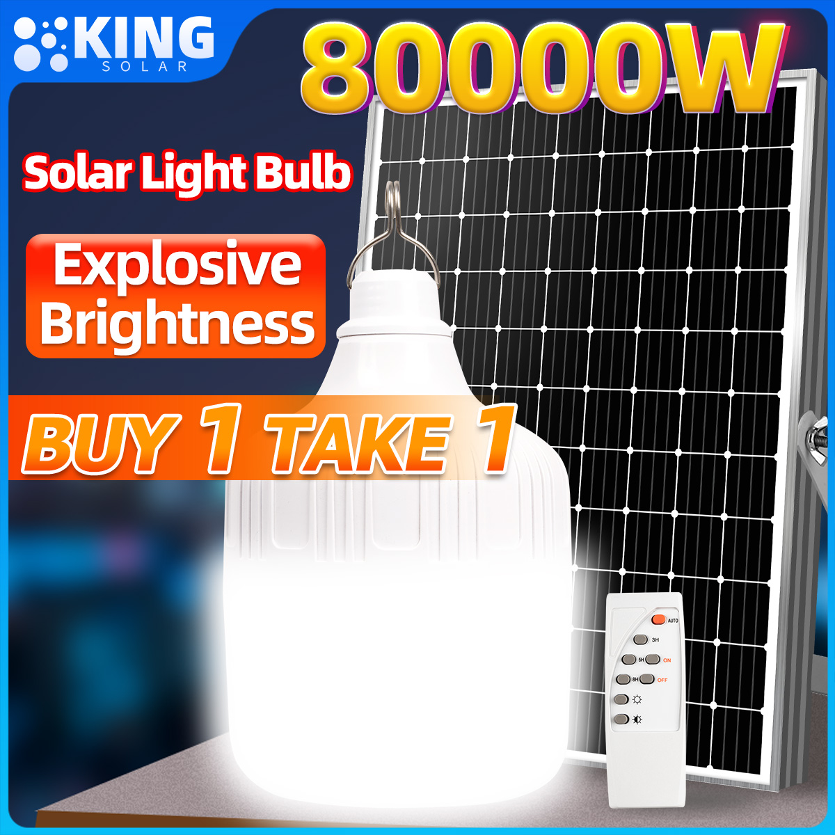KING ไฟโซล่าเซลล์ หลอดไฟโซลาเซล์ 500W 2000W 80000W Solar Light Bulb ...