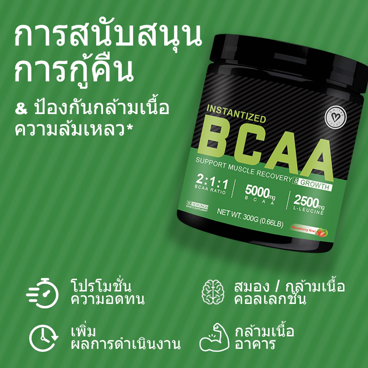 Omilay BCAA Powder Amino Acid กรดอะมิโนสายกิ่ง BCAAs Strawberry Kiwi ...