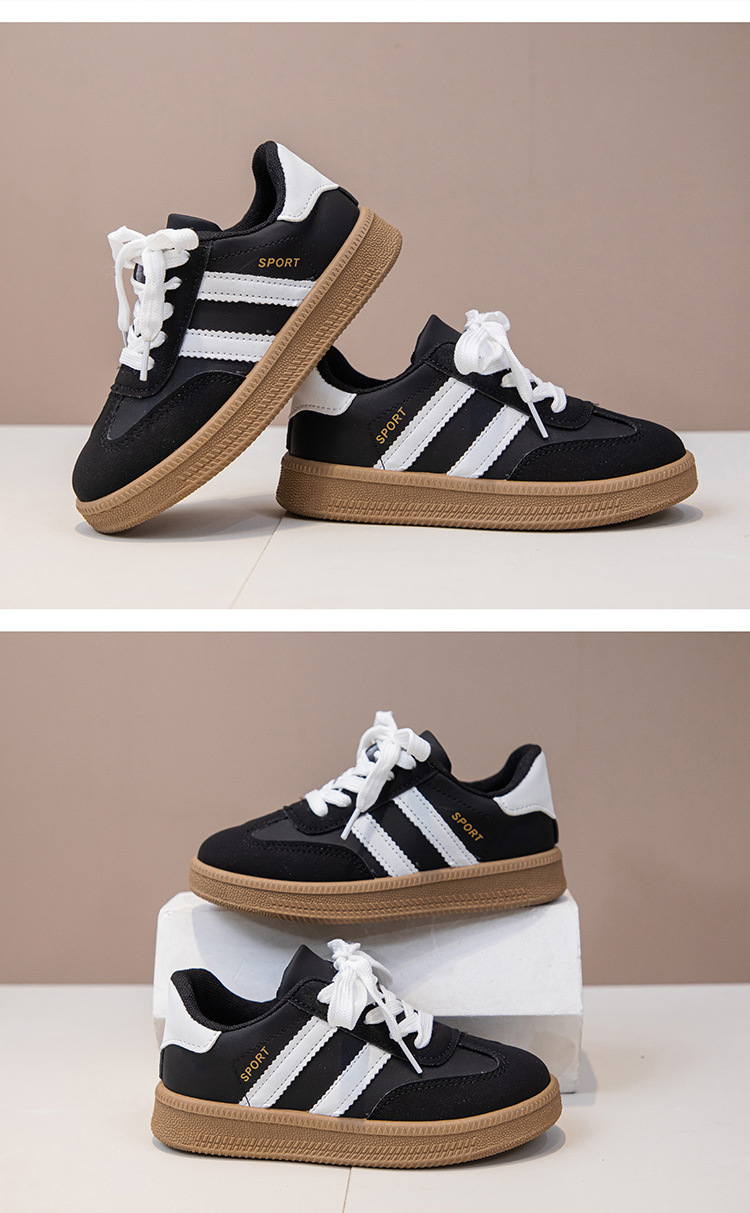 พร้อมส่งจากไทย รองเท้าผ้าใบเด็ก แต่งแถบสี ผูกเชือกและติดเทปเวลโครได้ ไ ...