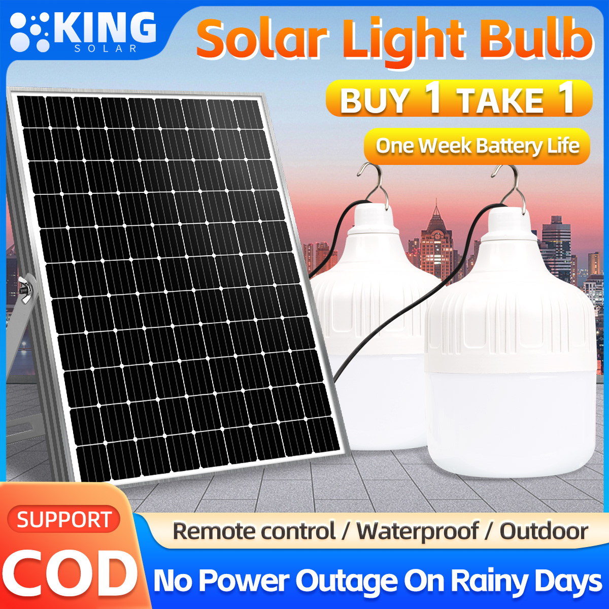 KING ไฟโซล่าเซลล์ หลอดไฟโซลาเซล์ 500W 2000W 80000W Solar Light Bulb ...