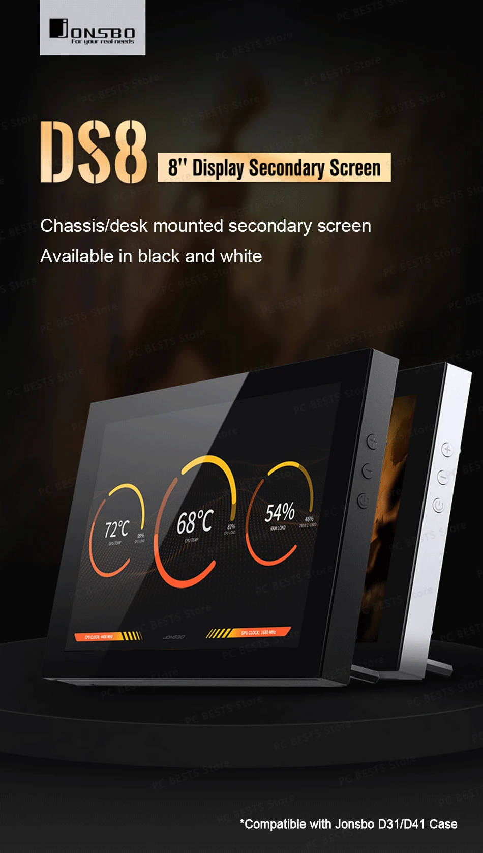 ส่งทันที+โค้ดลด จอ LCD 8นิ้ว hdmi ใส่หน้าเคส + ตั้งโชว์ด้านนอก Jonsbo DS8 Monitor for Case D31 ...