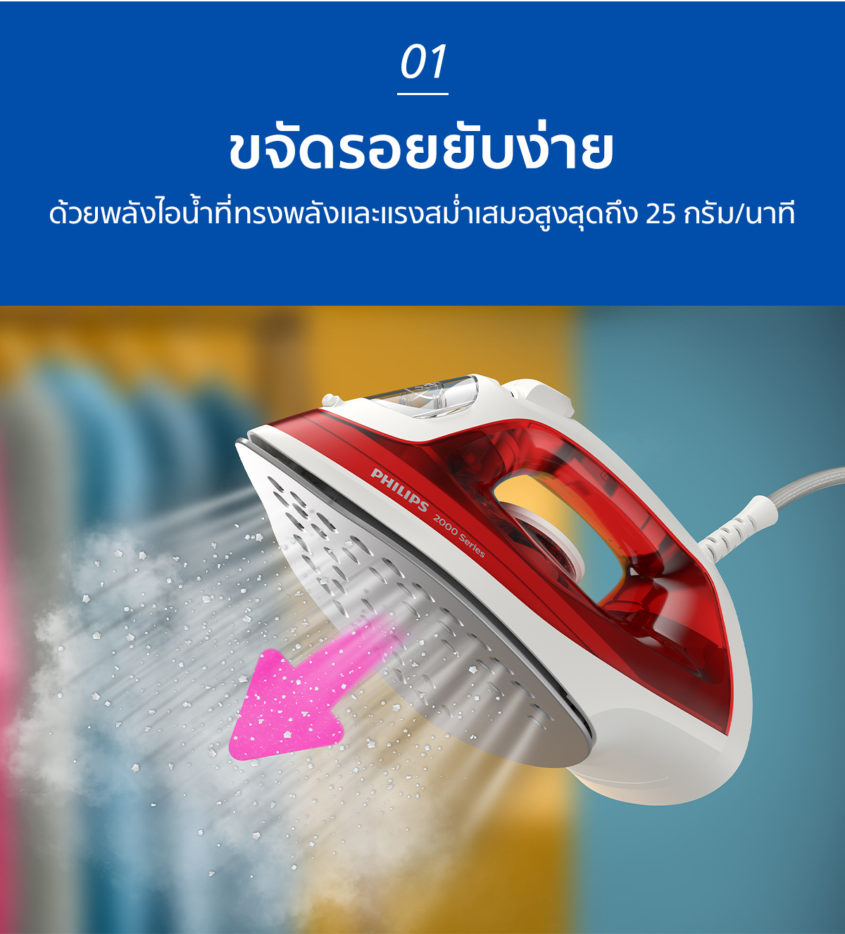 Philips Steam Iron 2000 series DST2010/40 เตารีดไอน้า ฟิลิปส์ ซีรี่ย์ ...