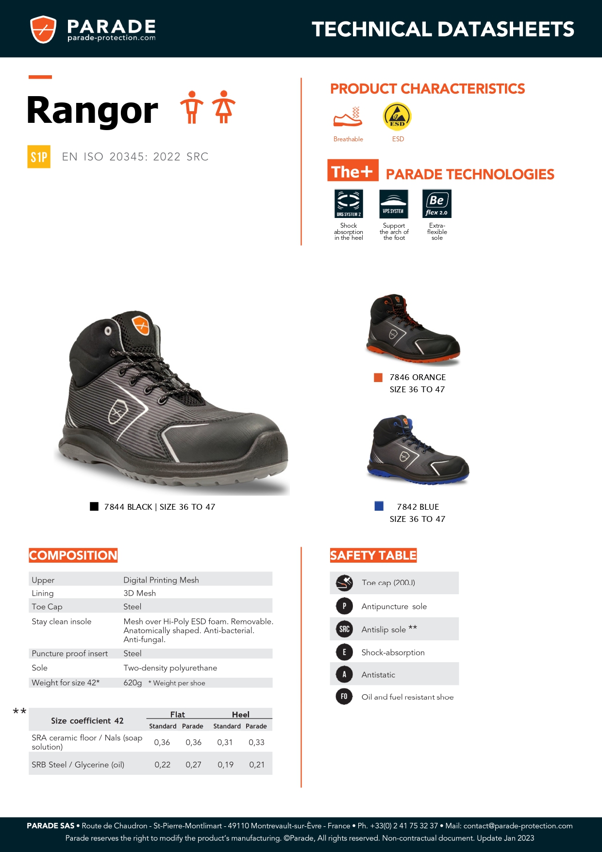 รองเท้าเซฟตี้ Parade รุ่น RANGOR หัวเหล็ก ระบายอากาศดี น้ำหนักเบา ...