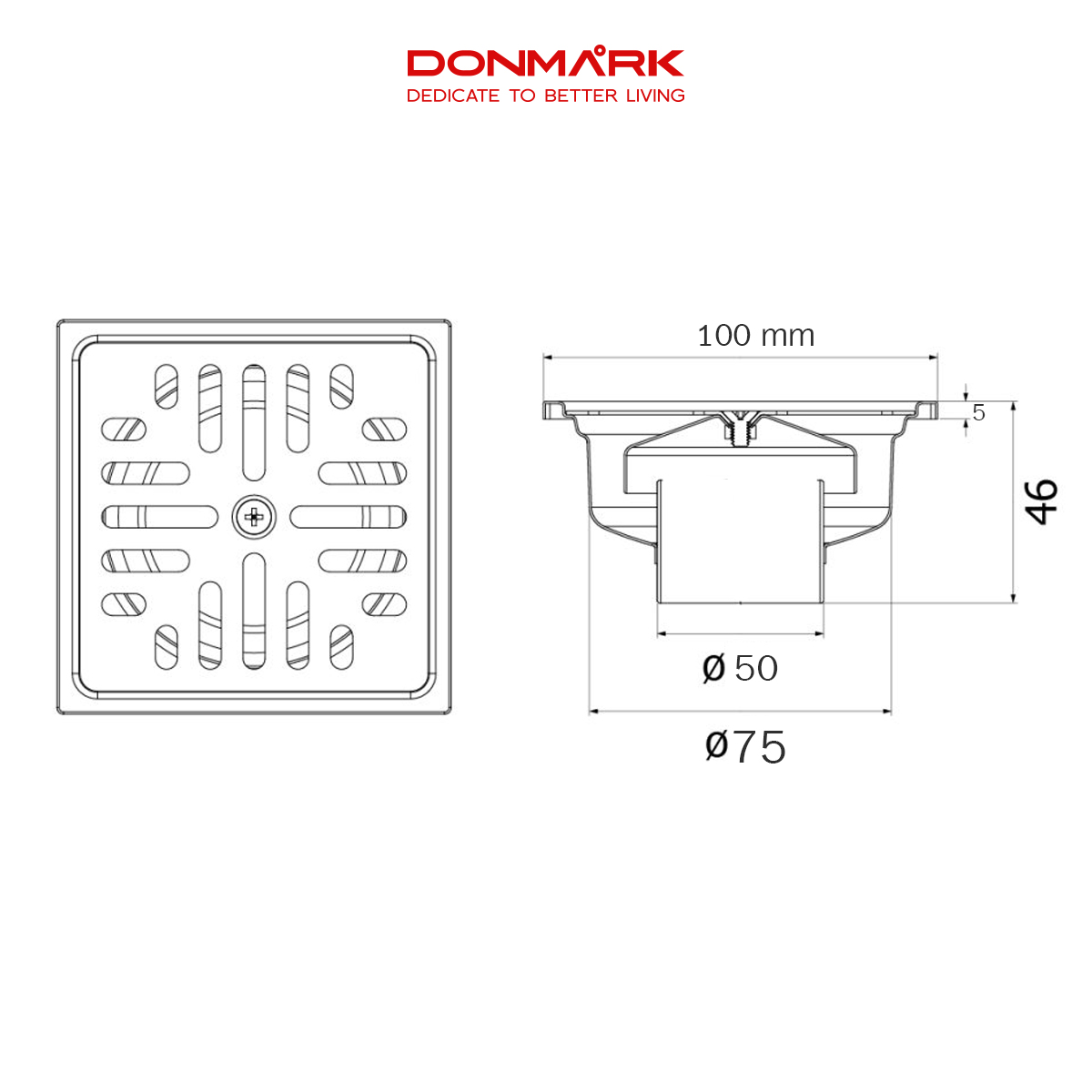 DONMARK ตะแกรงกันกลิ่นสแตนเลส 304 แบบเหลี่ยม ใช้กับท่อ 2"-3" นิ้ว รุ่น FD-108 | Shopee Thailand