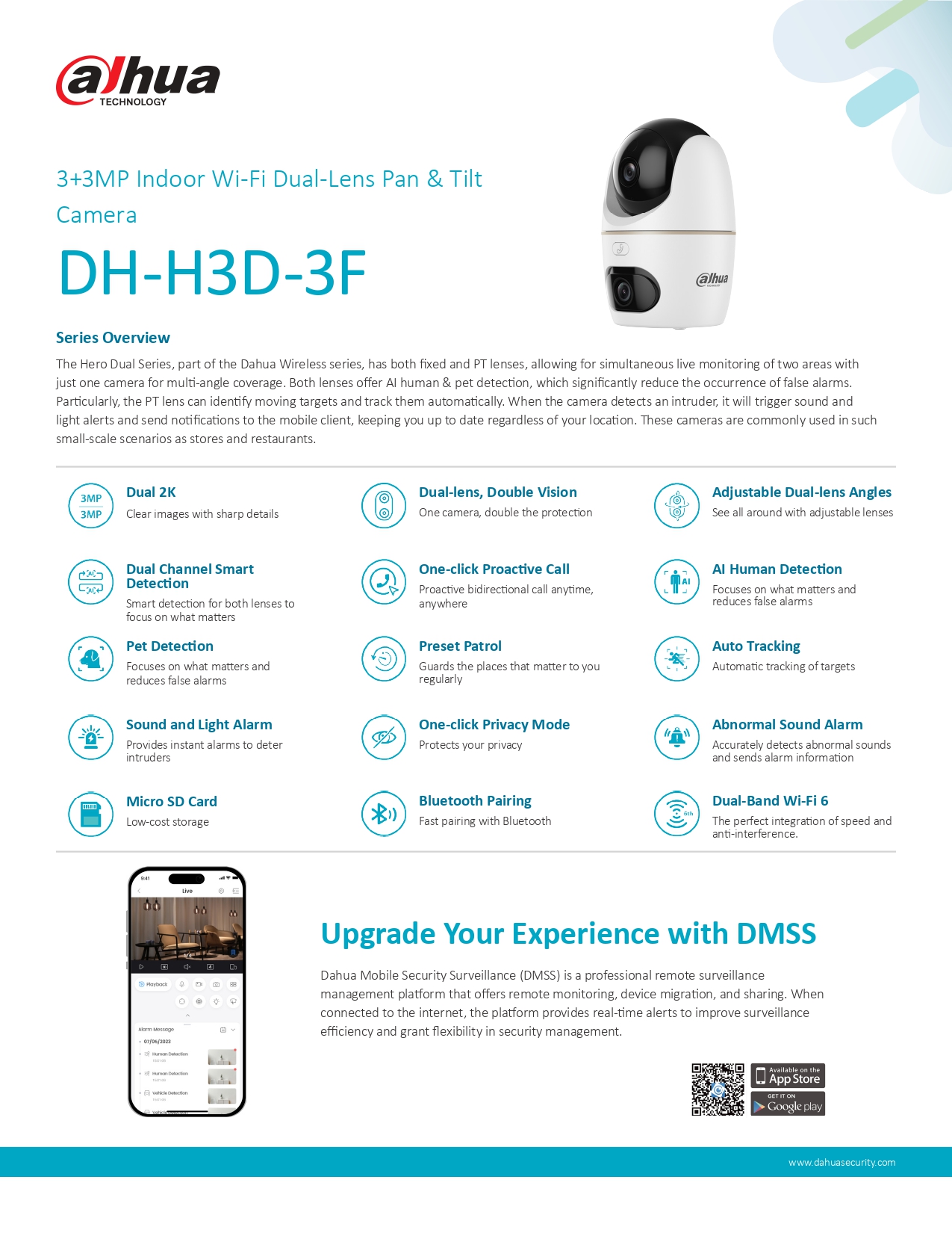 Dahua Wifi Series Hero Dual D1 กล้องวงจรปิด Dual lens ภายใน คมชัด 3ล้าน - 5ล้าน พูดคุยโตตอบได้ ...