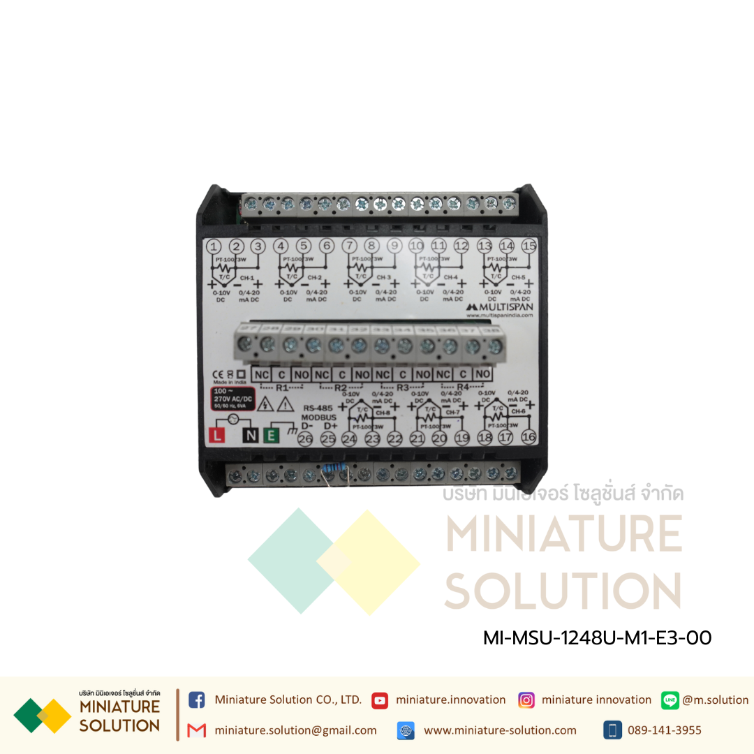 MSU-1248U-M1-E3-00 Scanner -8 Channel with RS-485 MODBUS Input Type : J/K/Pt-100/4-20mA DC/0-10V ...