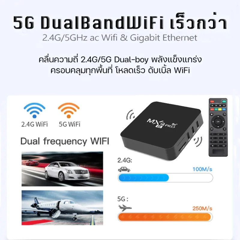 MonQiQi กล่องแอนดรอยด์ทีวี ดิจิตอล 4K Smart Android TV BOX HD กล่องรับสัญญาณ กล่องทีวีกับจอแสดง ...