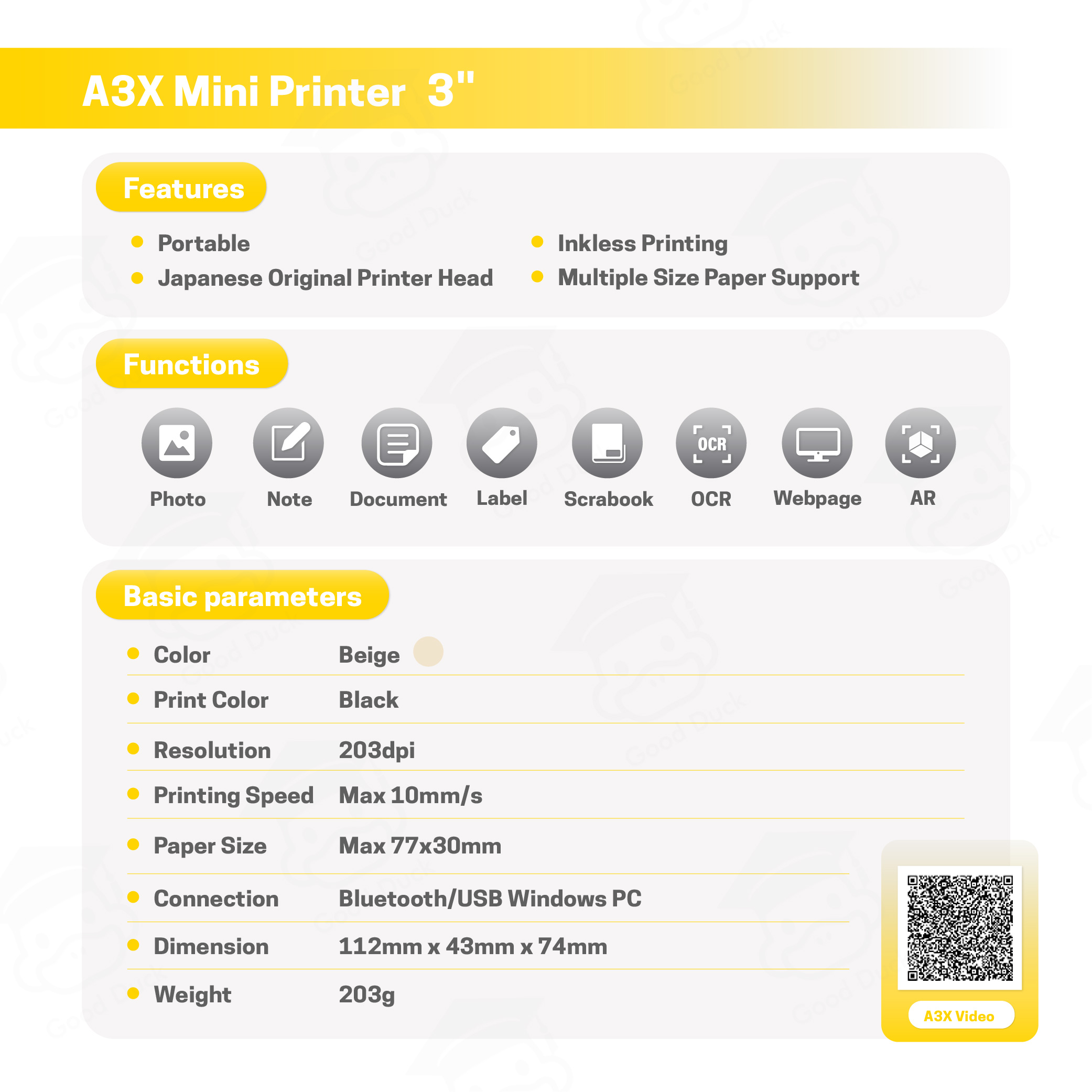 เครื่องปริ้นพกพา Peripage A3X เครื่องปริ้นหมี ไร้สาย ฉลาก ลาเบล Mini Printer หน้ากว้าง 57x30 ...