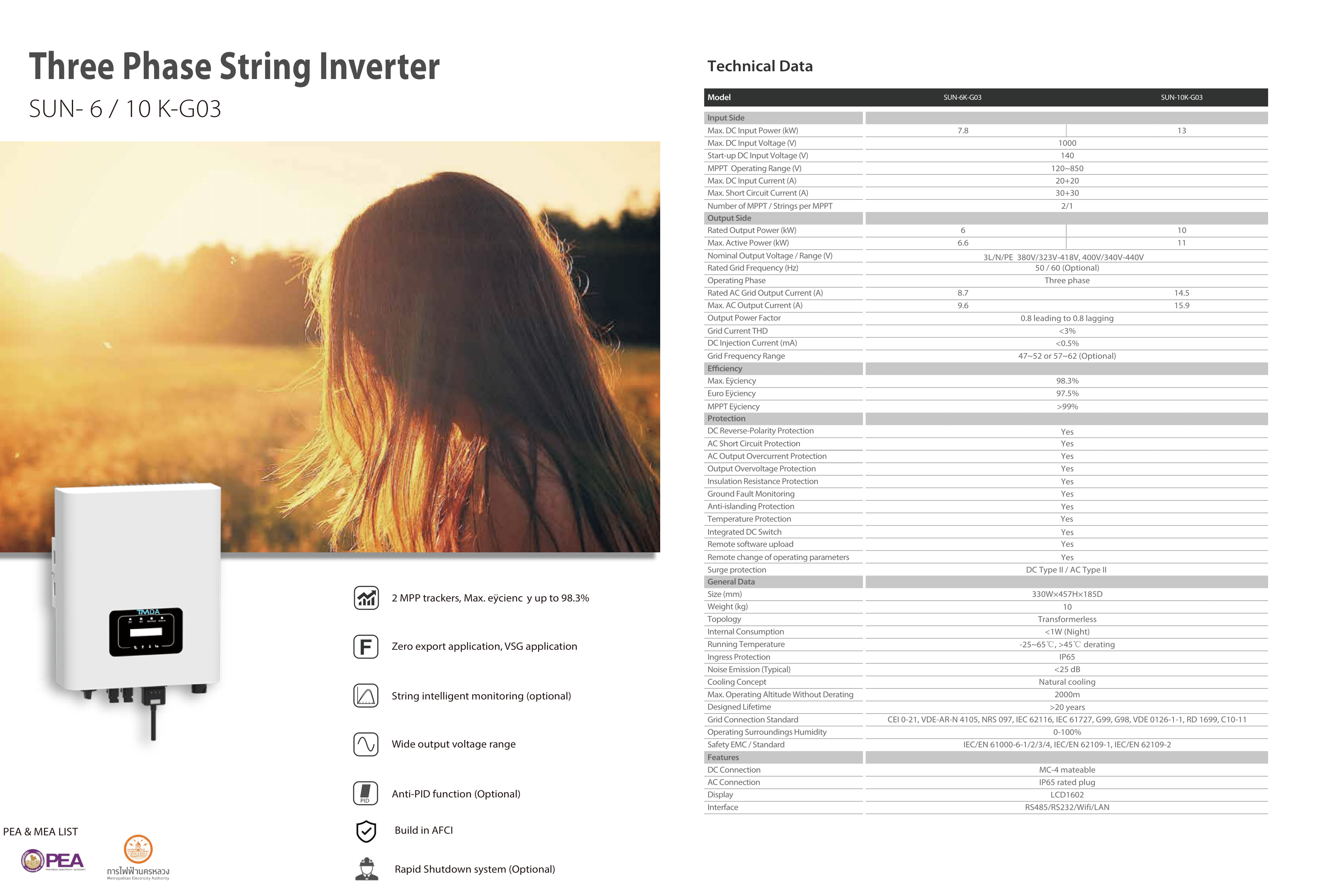 TMDA on grid inverter 3K 5K 10K 1phase 6K 10K 15K 20K 30K 50K 100K ...