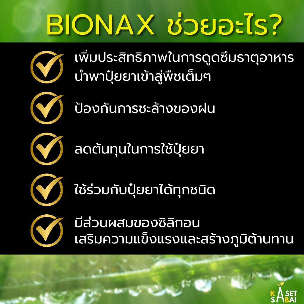 BIONAX สารจับใบ เกรดพรีเมียม สารเสริมประสิทธิภาพการดูดซึม (1 ลิตร) ส่ง ...