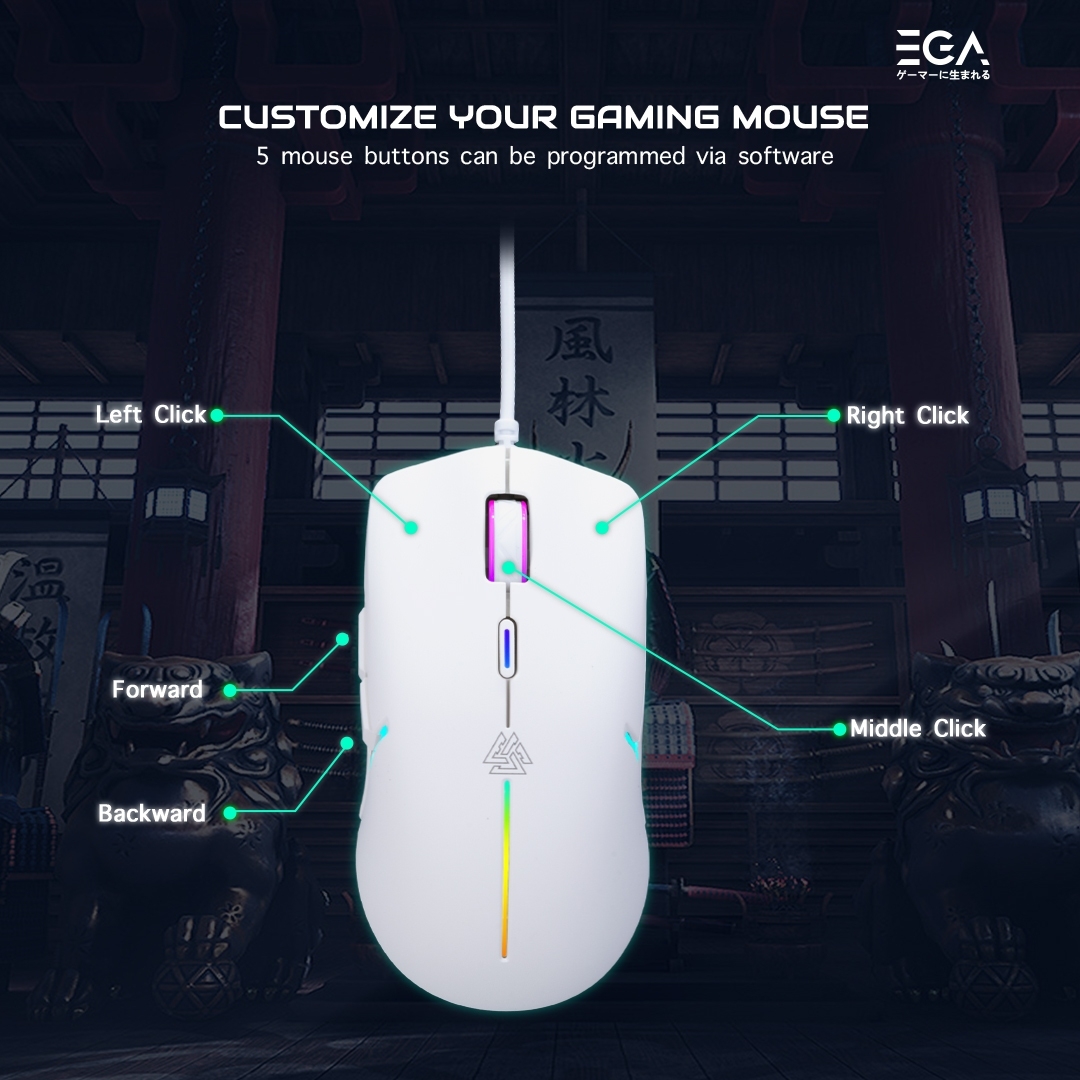 EGA TYPE M12 GAMING MOUSE เมาส์เกมมิ่ง มีสาย มีให้เลือก 2 สี ตกแต่งด้วย ...