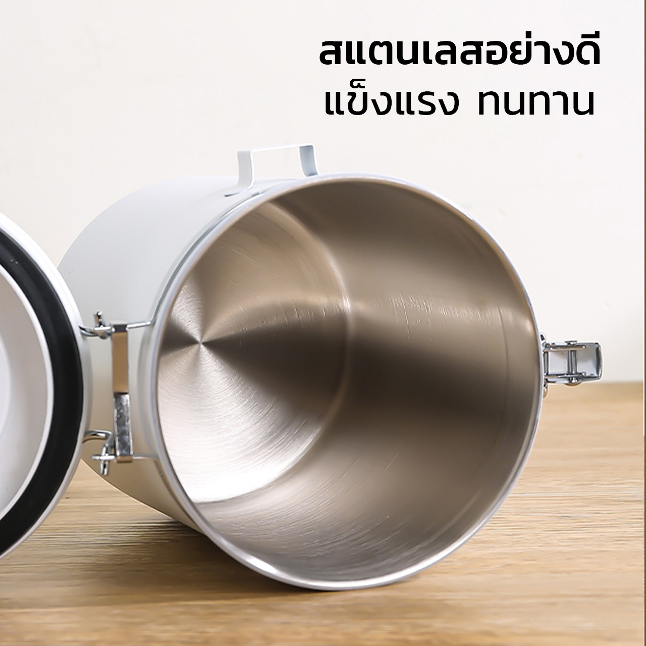 กระปุกเก็บเมล็ดกาแฟ 1.2L 1.5L 1.8L กล่องเก็บเมล็ดกาแฟสแตนเลส Coffee Container แถมช้อน ตั้งวันที่ ...